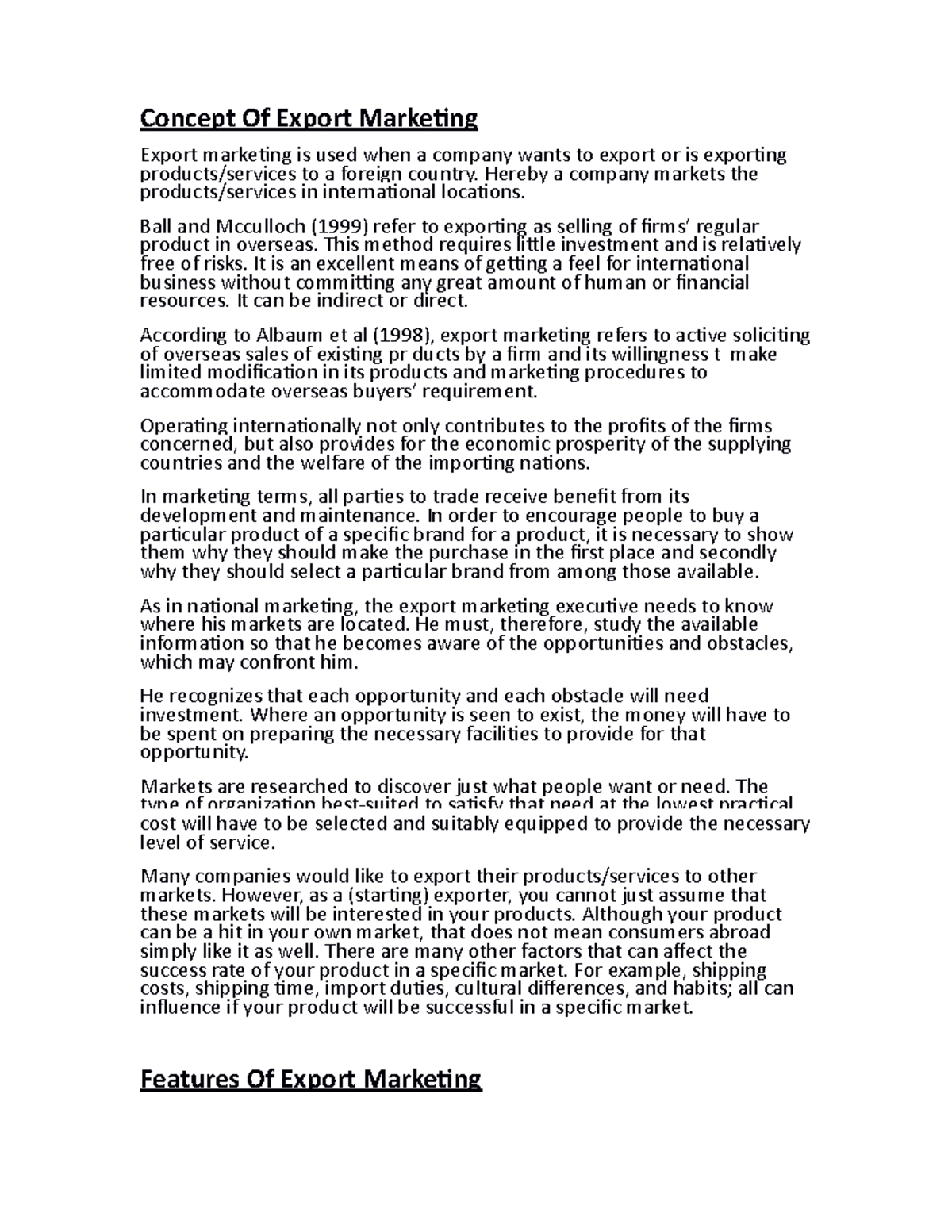 Export Marketing - Concept Of Export Marketing Export marketing is used ...