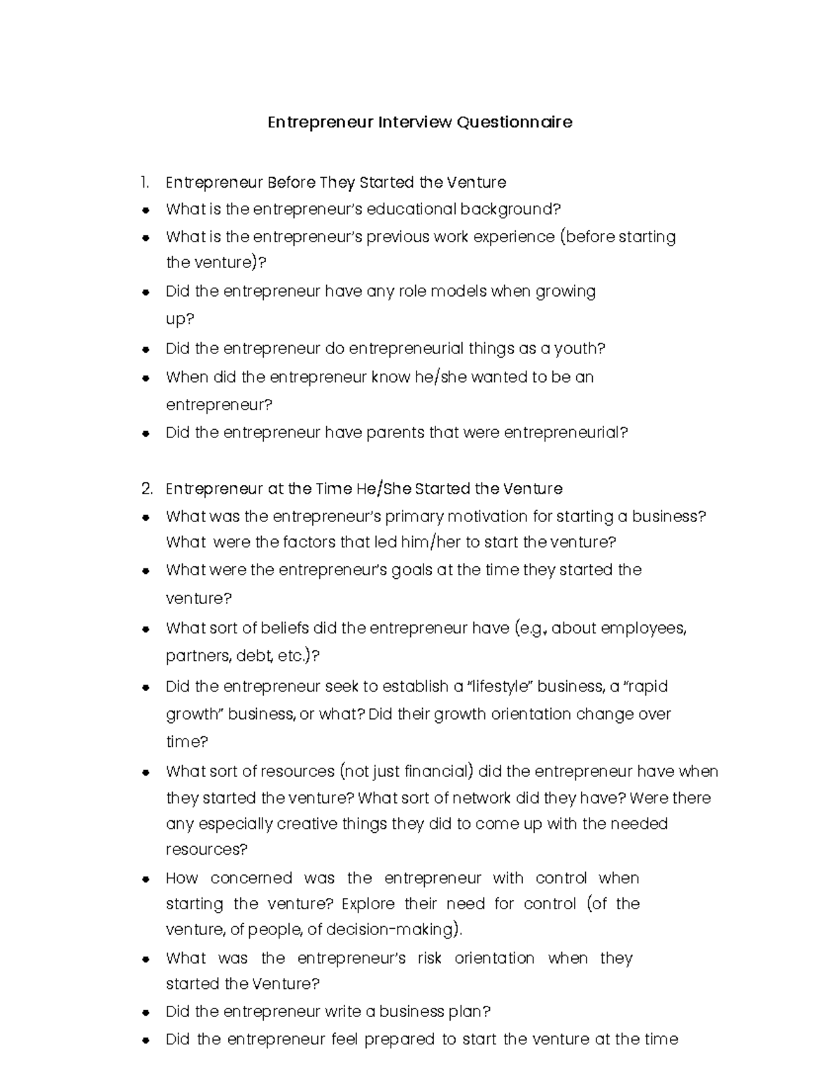 2 - Group Project #1 Interview Questionnnaire.docx - Entrepreneur ...