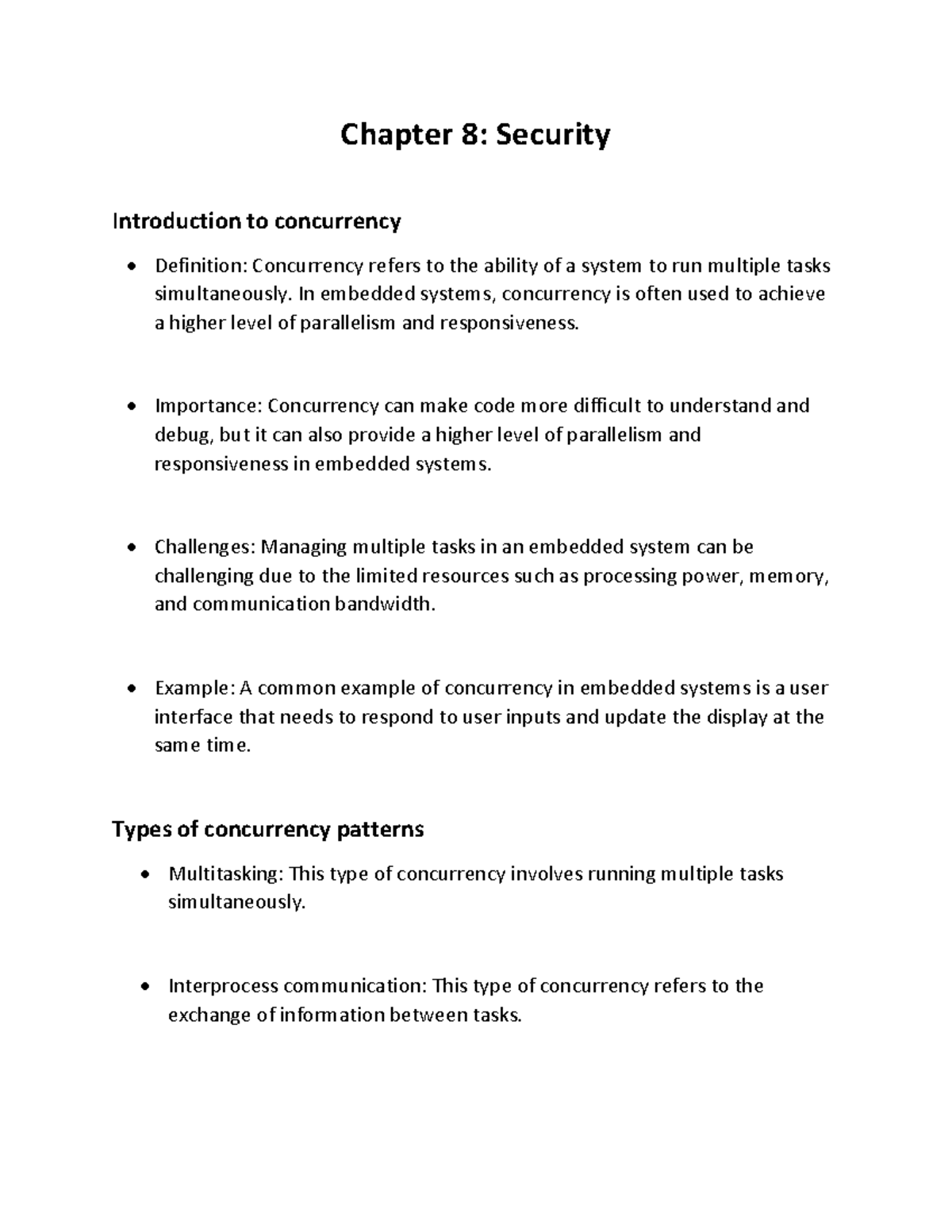 Chapter 8 - Embedded System Design - Chapter 8: Security Introduction to concurrency Definition ...