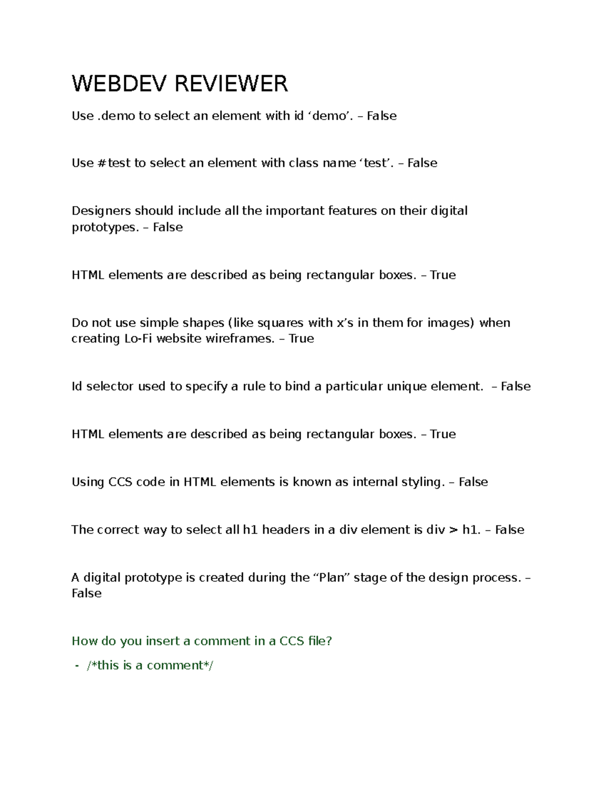 Wbdv - Summary Web Systems and Technologies - WEBDEV REVIEWER Use .demo to select an element ...