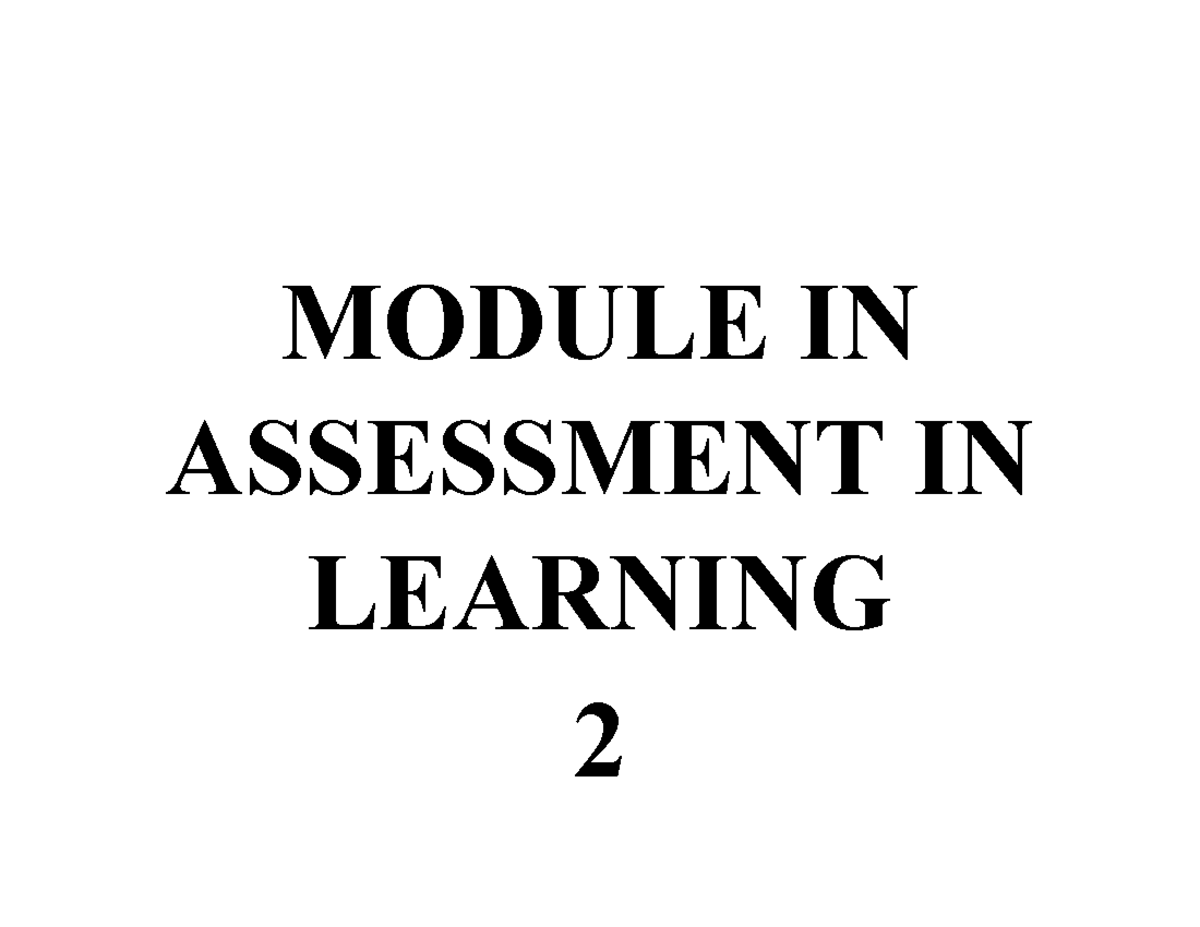 Pdfcoffee - Lecture notes - MODULE IN ASSESSMENT IN LEARNING 2 Learning ...