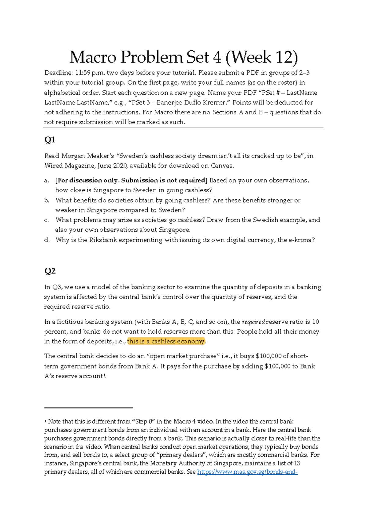 Macro Problem Set 4 Tutorial Macro Problem Set 4 Week 12 Deadline 1159 P Two Days