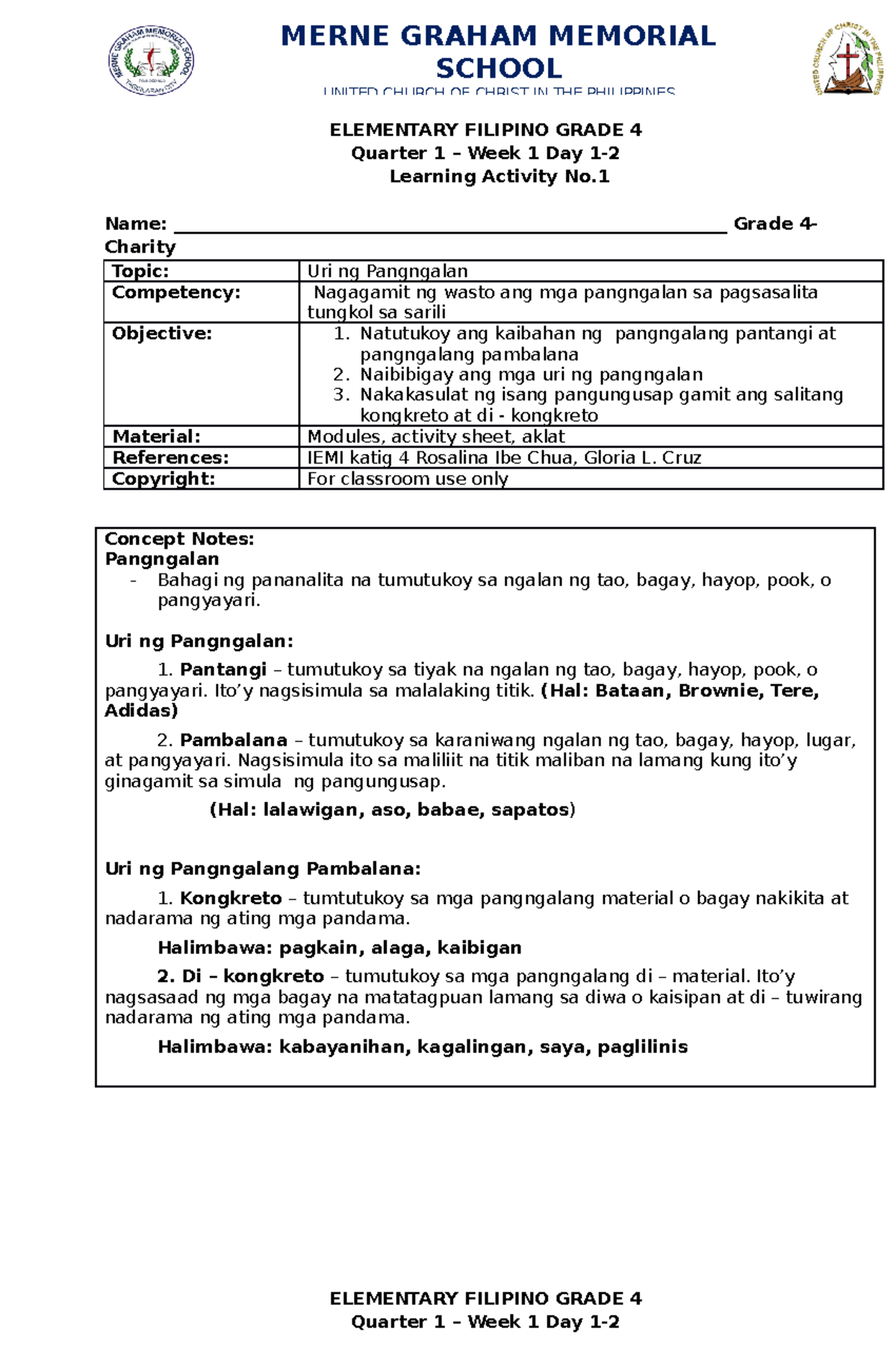 Filipino 4 Q1-w1 - kjwelqwe - ELEMENTARY FILIPINO GRADE 4 Quarter 1 ...