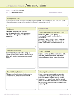 Infant assessment - ati template for misc. online coursework - ACTIVE ...