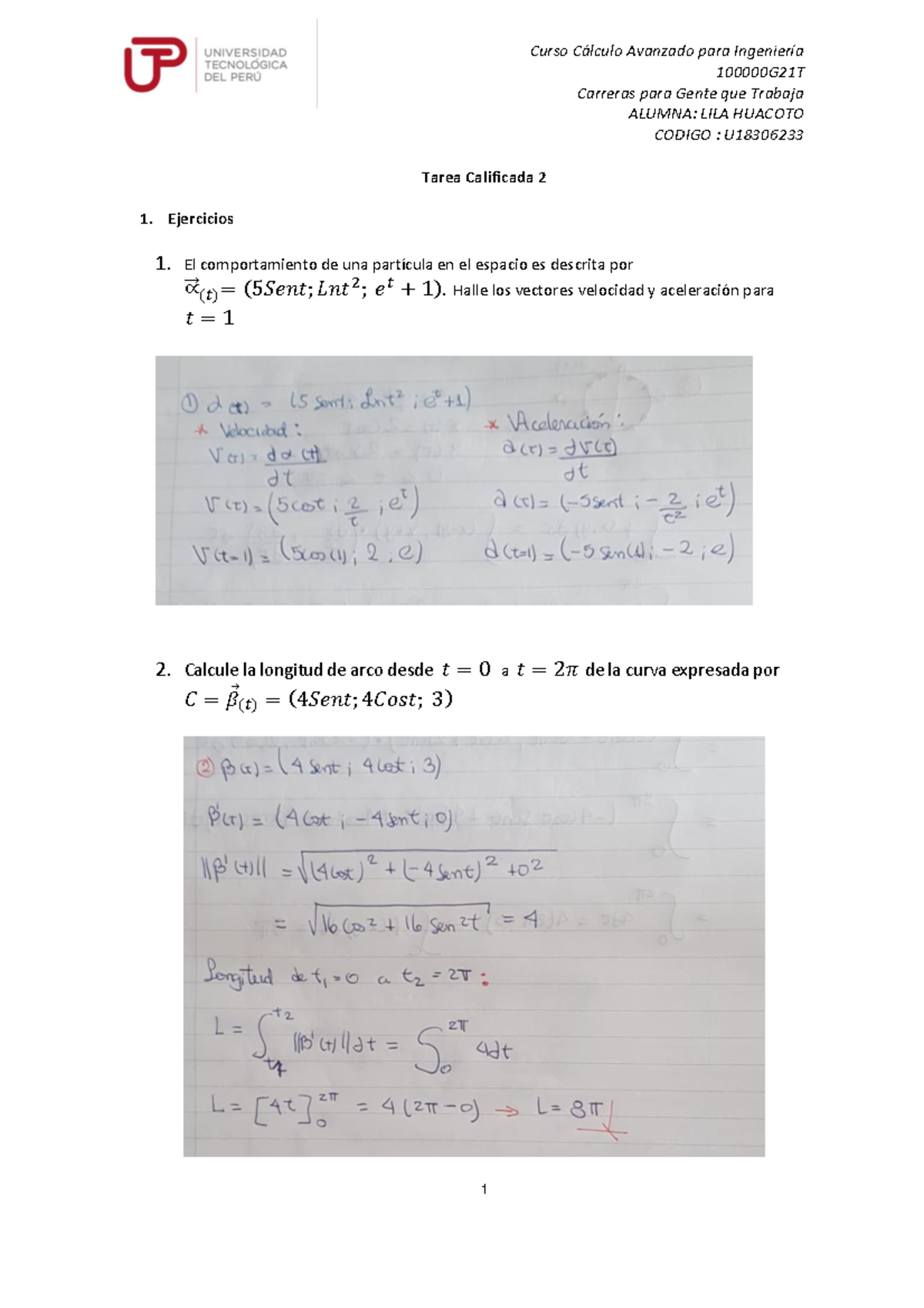 Tarea Calificada 2 calculo avanzando - Curso C·lculo Avanzado para IngenierÌa 100000G21T ...