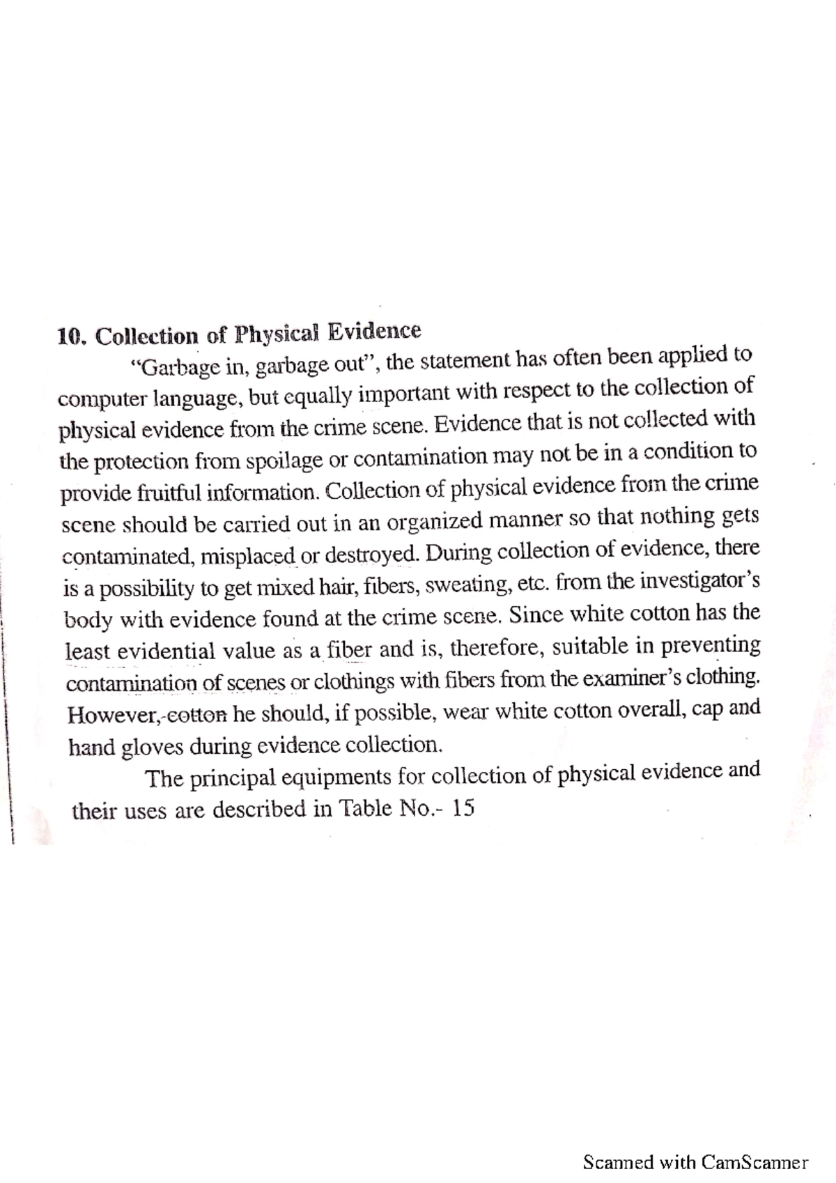 Collection of Physical evidence - Forensic science - Scanned with ...