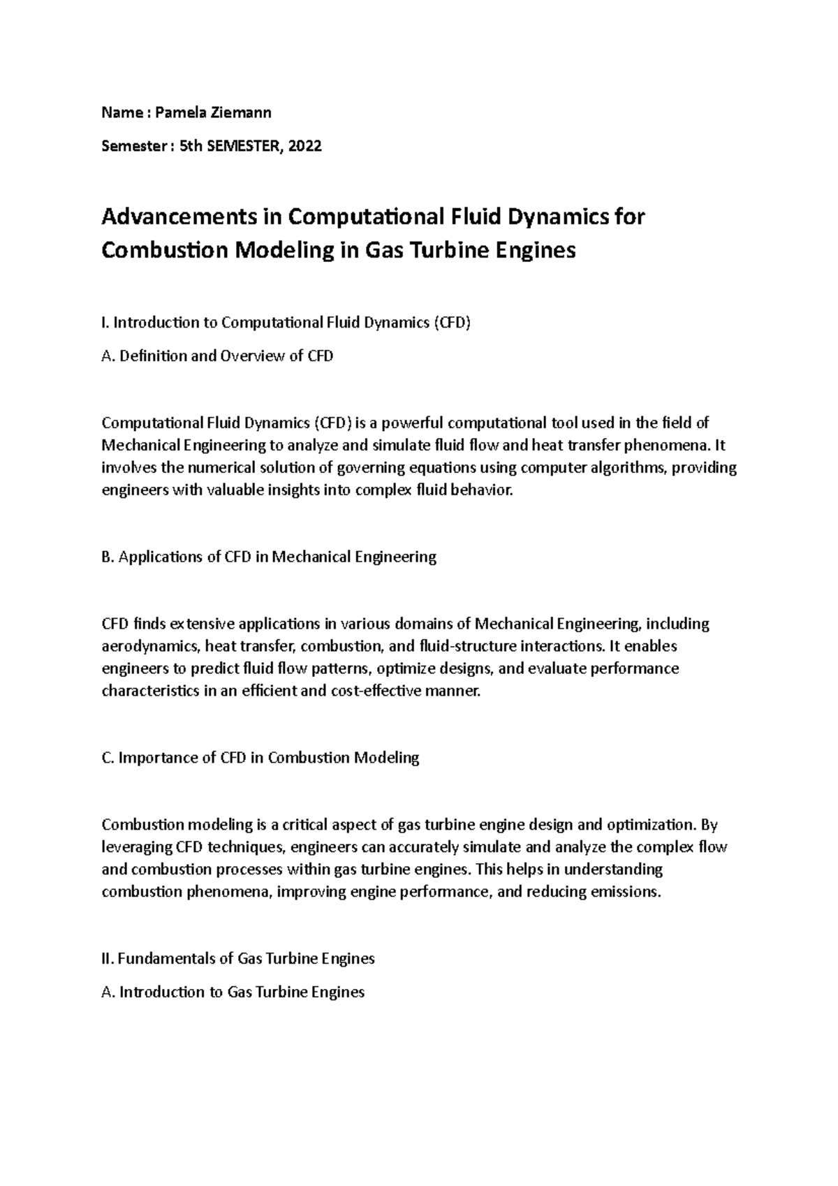 Advancements In Computational Fluid Dynamics For Combustion Modeling In