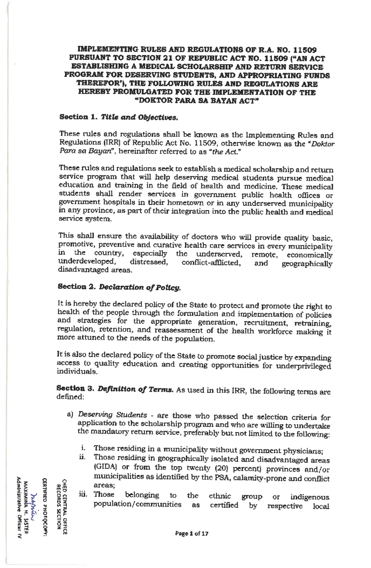 Final IRR RA 11509 - This is a short review about how nursing works and ...