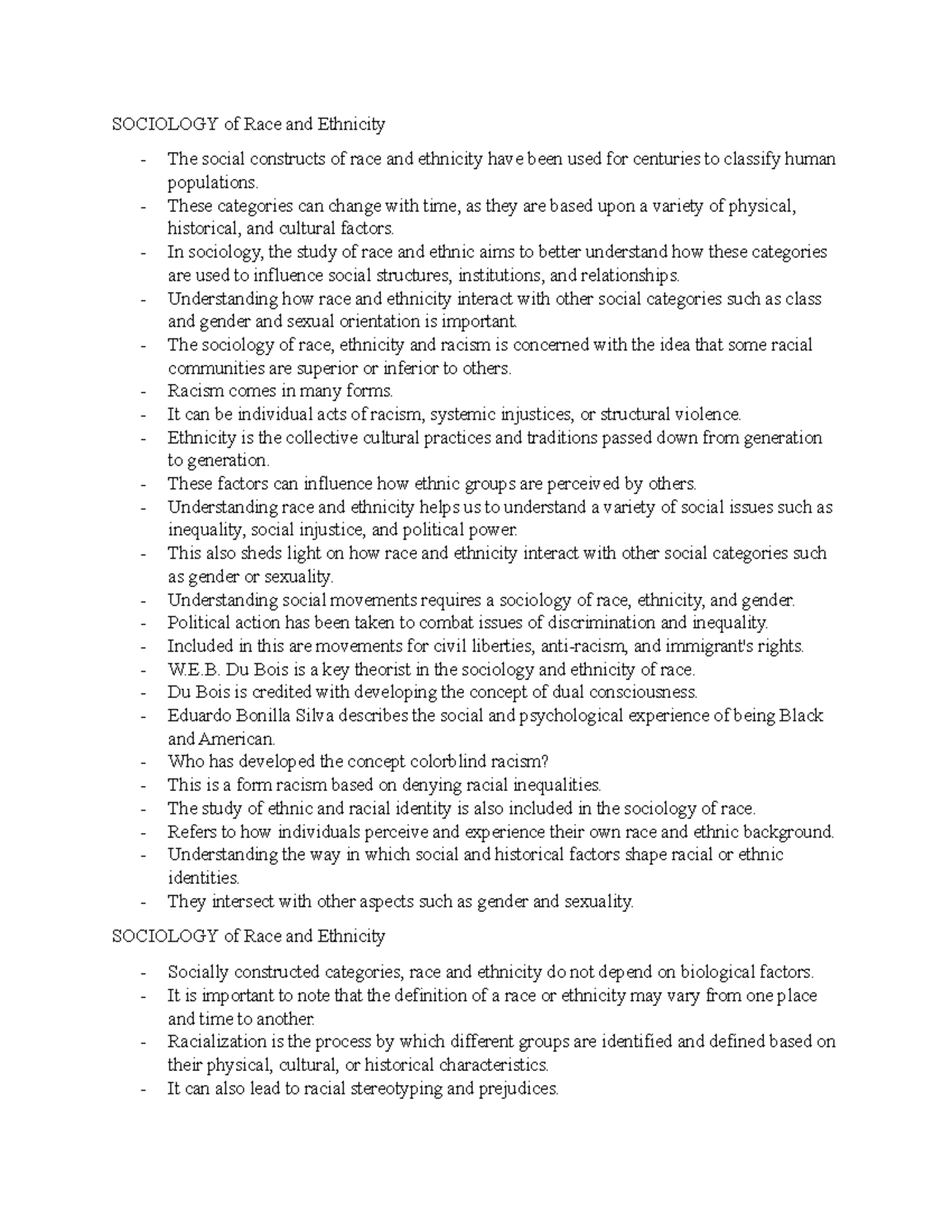 HIS 322 AFRO History Notes 8 - SOCIOLOGY of Race and Ethnicity The ...