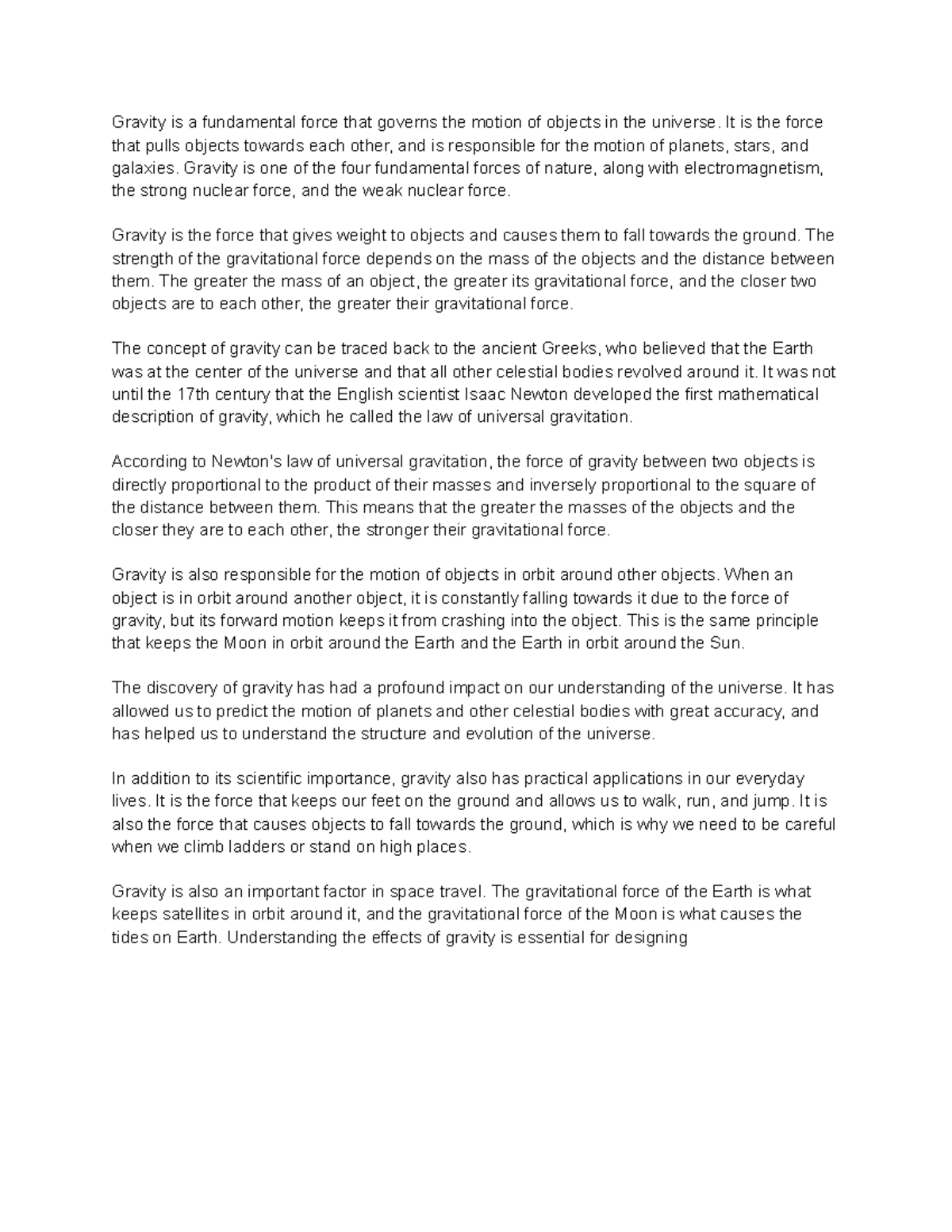 Gravity - It is the force that pulls objects towards each other, and is ...