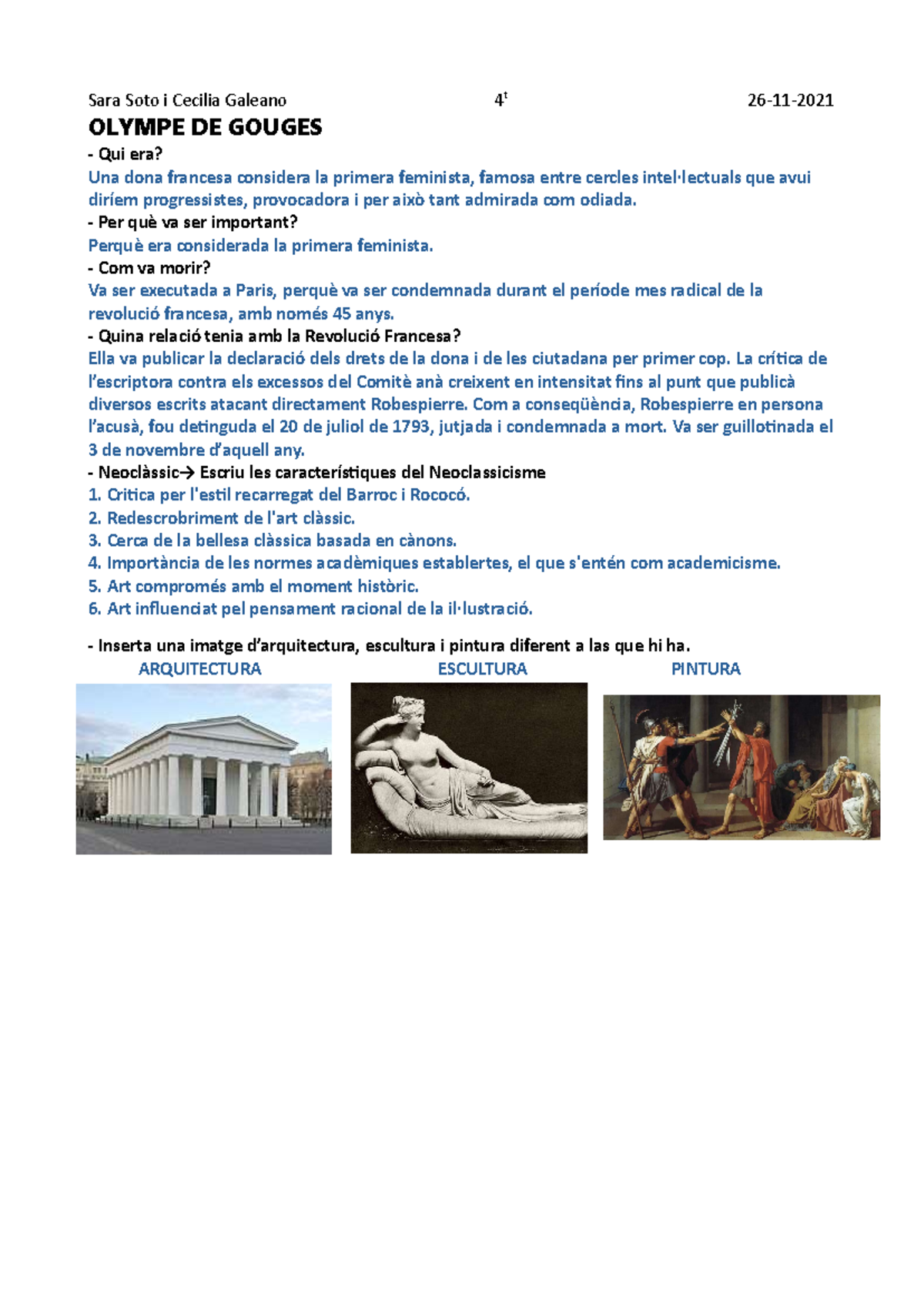 Olympe de Gouge - Sara Soto i Cecilia Galeano 4 t 26-11- OLYMPE DE ...