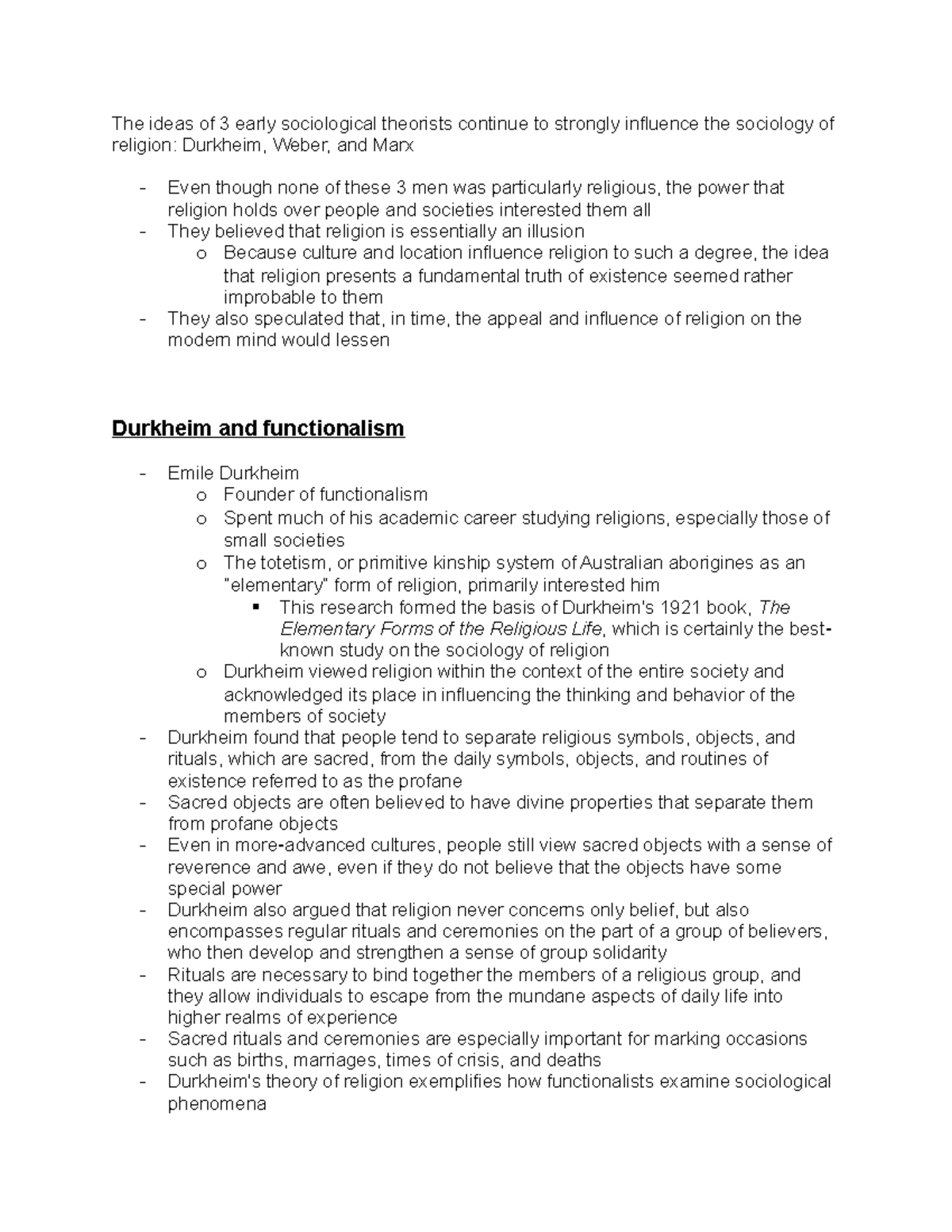 Sociological Theories of Religion - The ideas of 3 early sociological ...