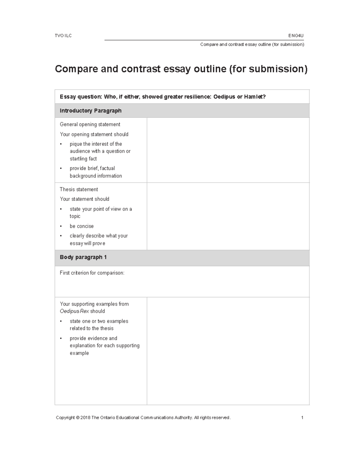 Eng4u 01 compare and contrast essa - Compare and contrast essay outline ...