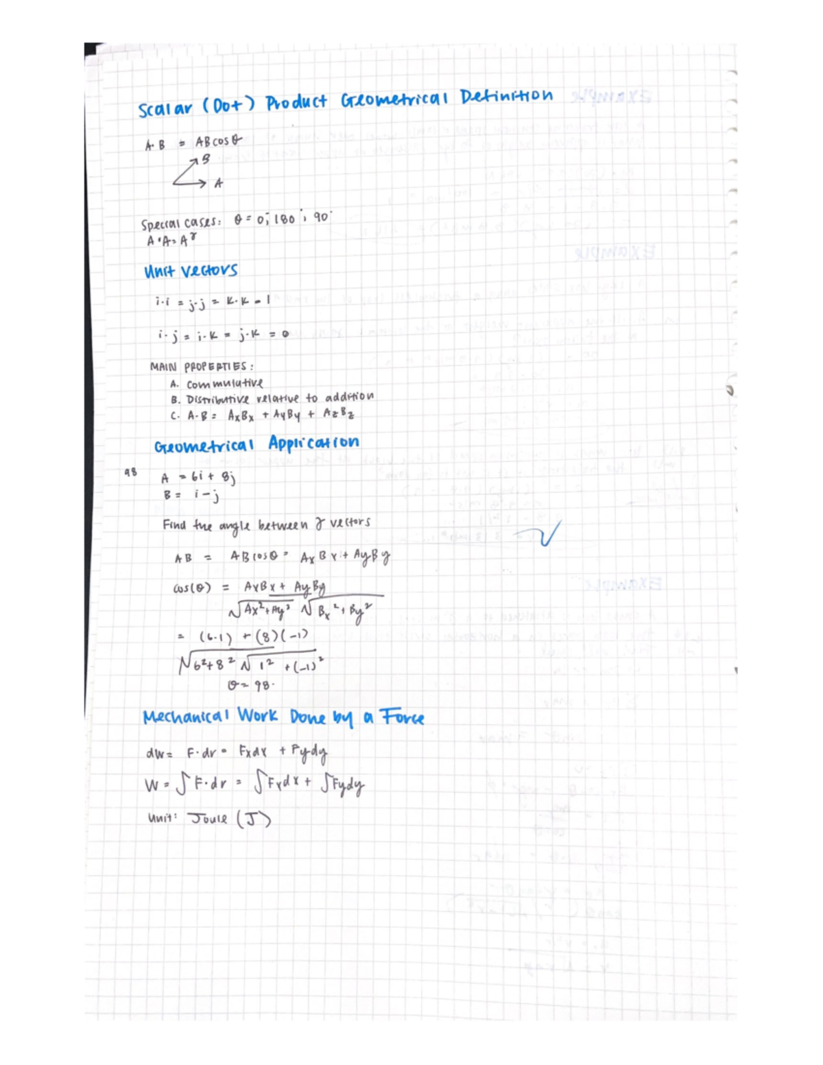 Physics Lecture 6 - Scalar/dot product geometrical distribution, unit ...