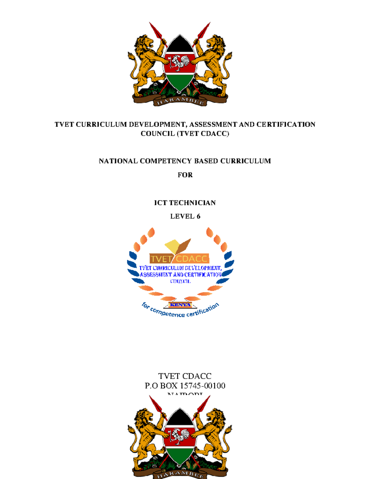 ICT Level 6 Curriculum - TVET CURRICULUM DEVELOPMENT, ASSESSMENT AND CERTIFICATION COUNCIL (TVET ...
