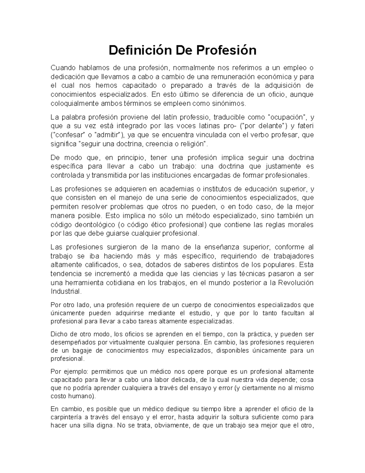 Definición De Profesión (Etica y logica) - Definición De Profesión ...