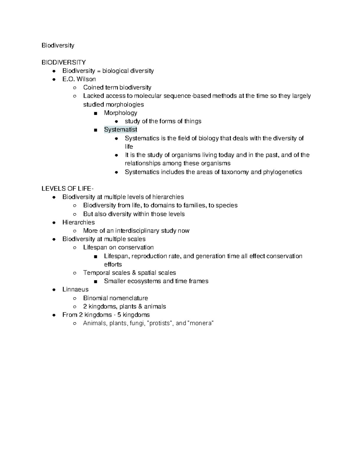 Biodiversity Notes - Biodiversity BIODIVERSITY Biodiversity ...