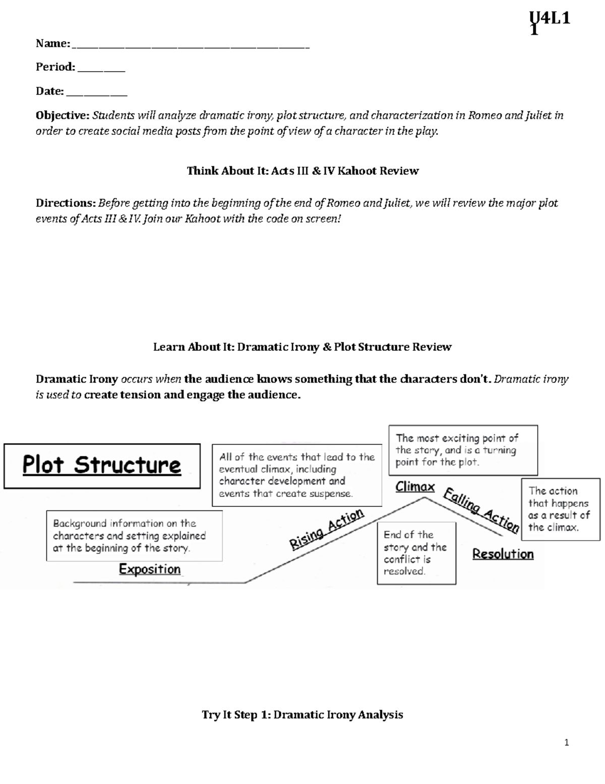 Romeo and Juliet- Act 5 Analysis - Name