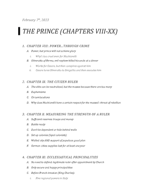 The Prince-chapters 2-8 - January 31st-February 2nd, 2023 THE PRINCE ...