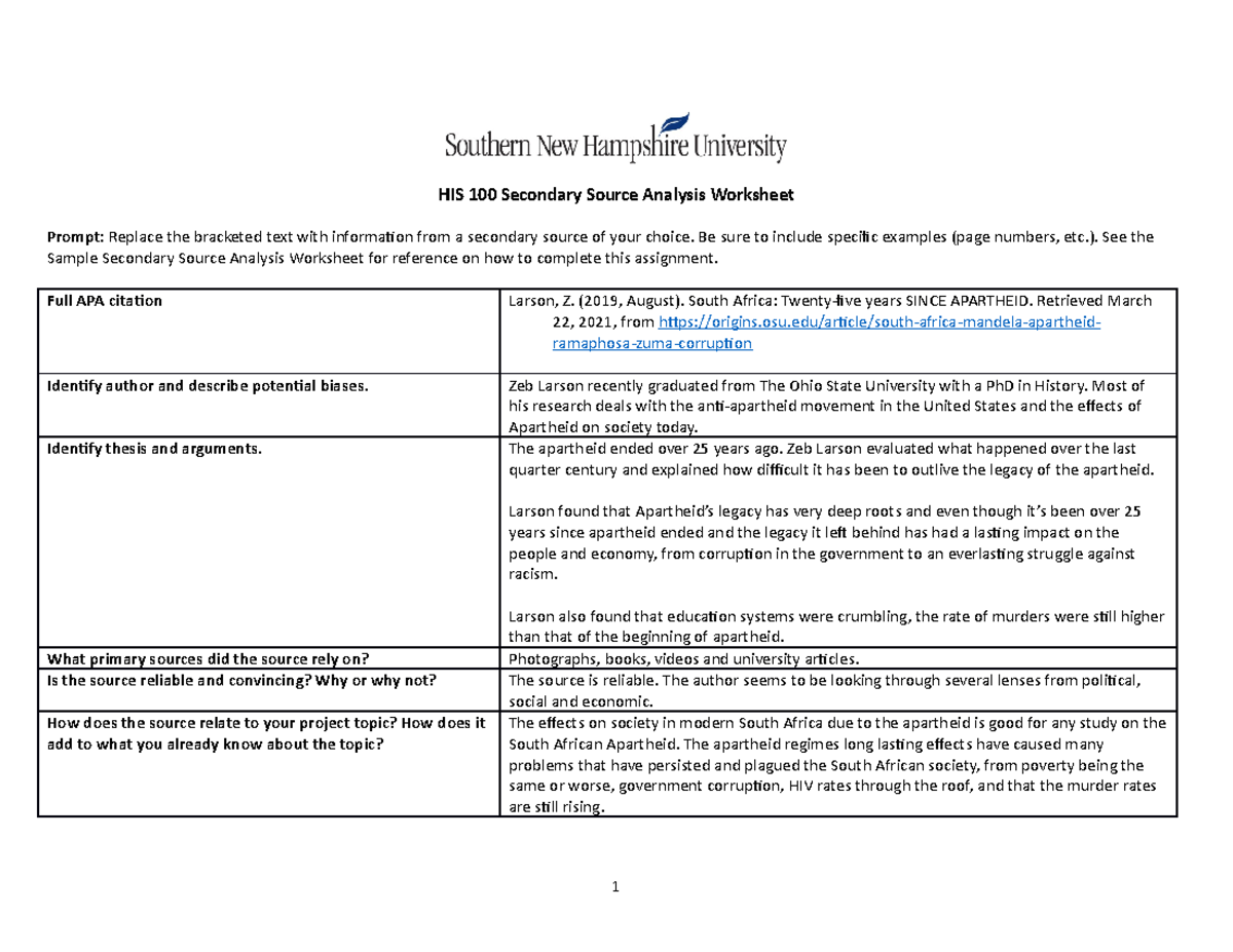 HIS+100+Secondary+Source+Analysis+Worksheet Brandon+Jeffcoat - HIS 100 ...