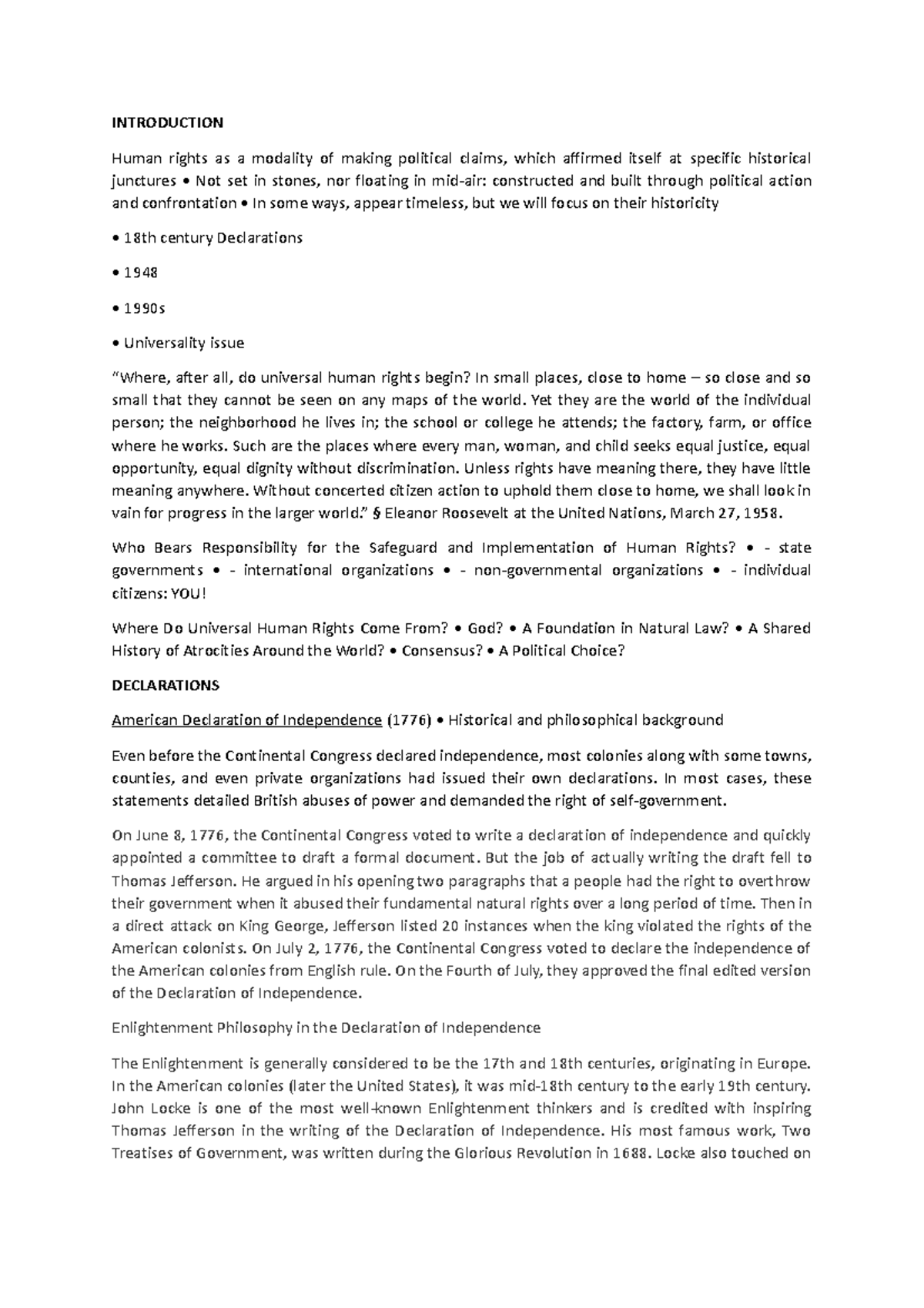 Intro human rights - INTRODUCTION Human rights as a modality of making ...