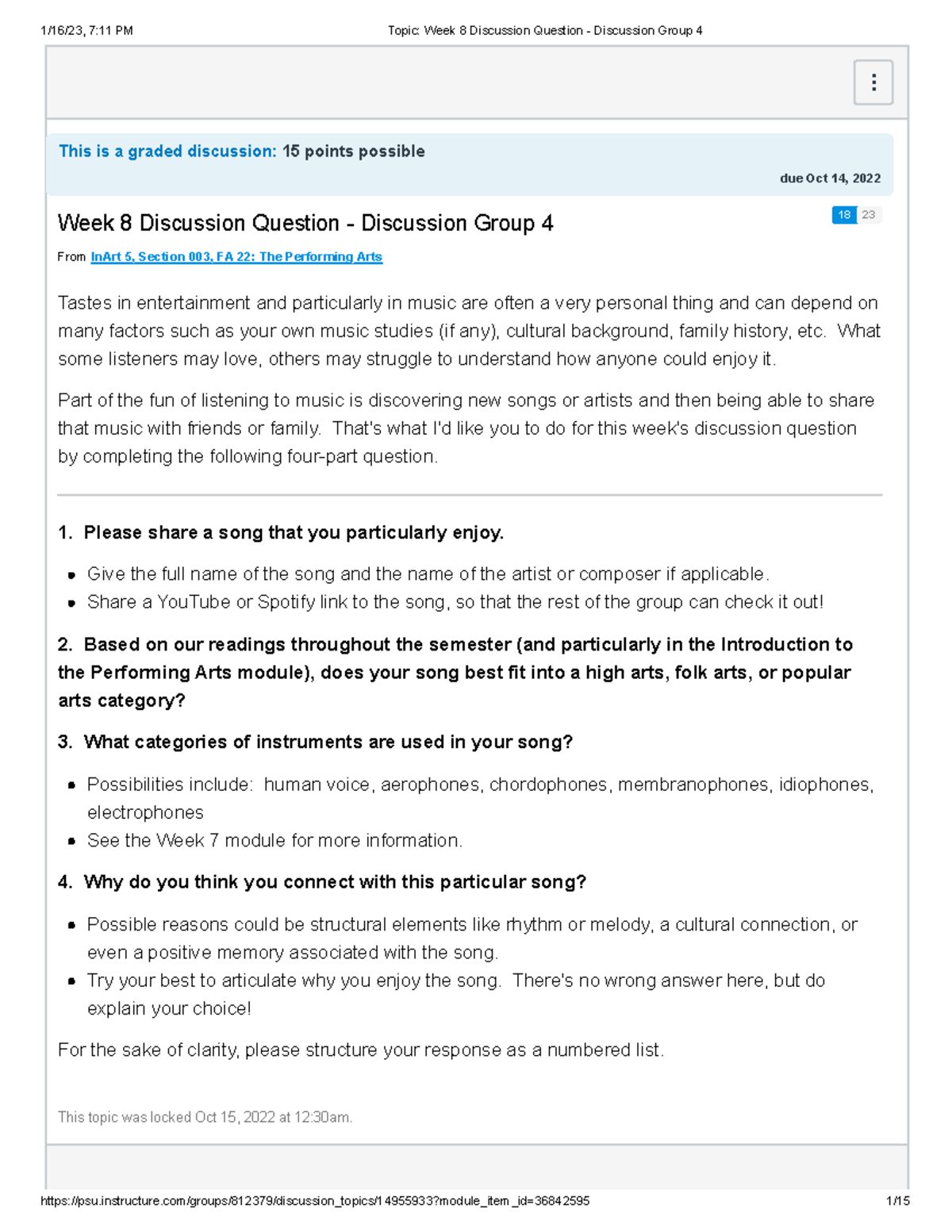 Topic Week 8 Discussion Question - Discussion Group 4 - This is a ...