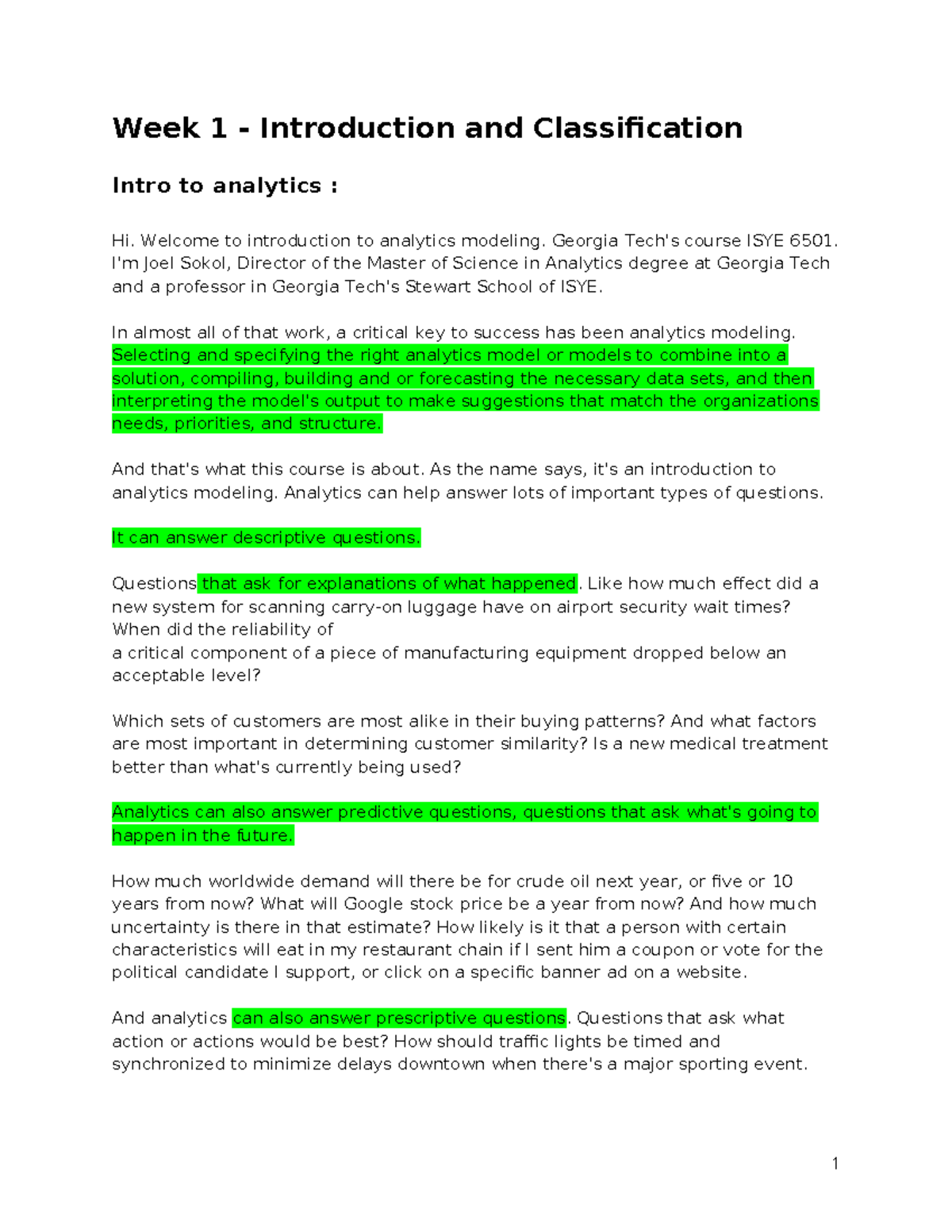 07 - Week 1 to Week 11 - ISYE 6501 - Transcripts - Week 1 - Introduction and Classification ...