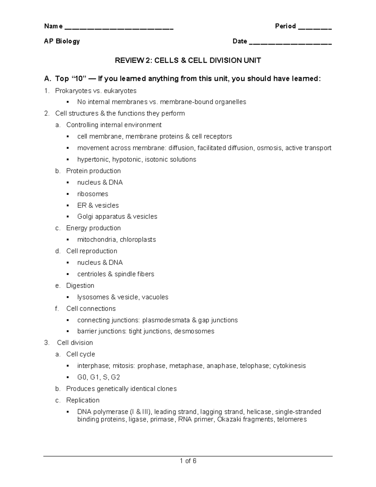 2-Cells Review - lectures notes - Name ...