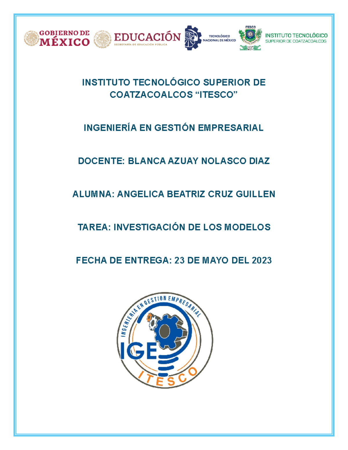 Metodos- Angie - INSTITUTO TECNOLÓGICO SUPERIOR DE COATZACOALCOS ...