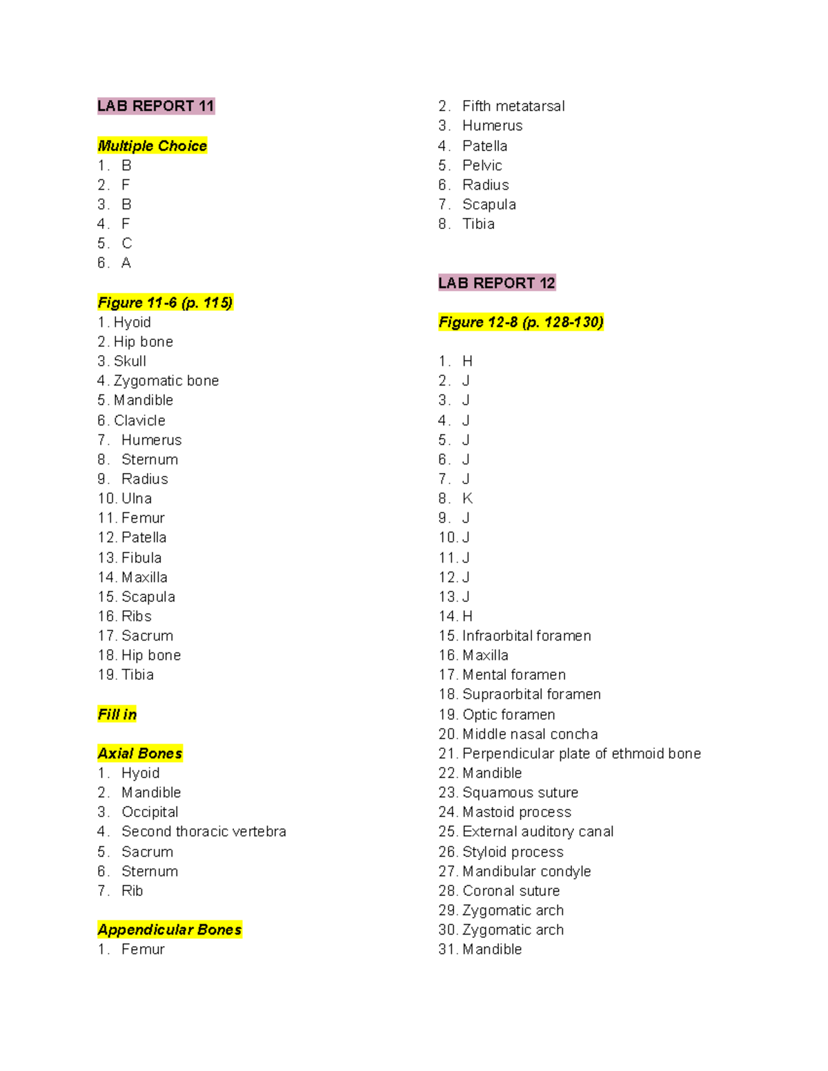 Untitled document - Answers to Lab Manual - LAB REPORT 11 Multiple ...