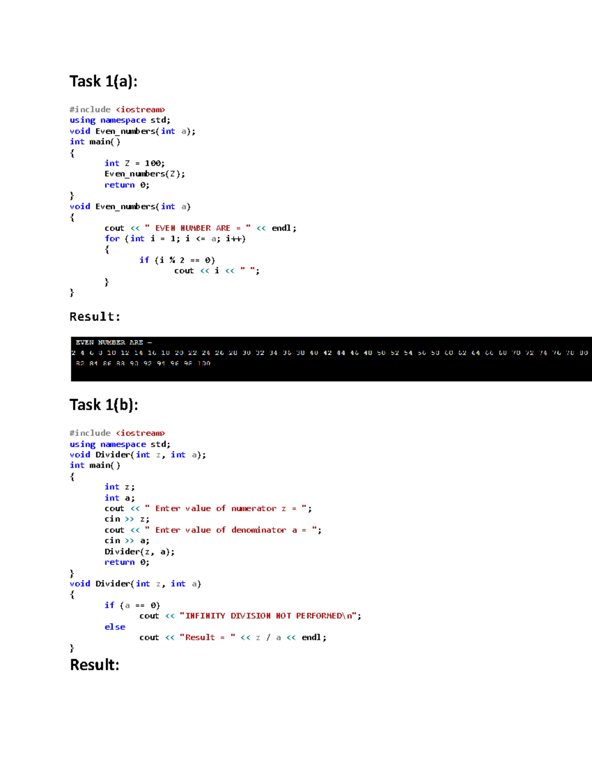 20F-0531 ITC today's lab - Task 1(a): #include using namespace std; void - Studocu