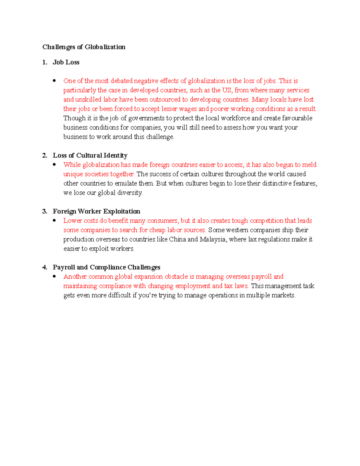 Challenges of Globalization - This is particularly the case in ...