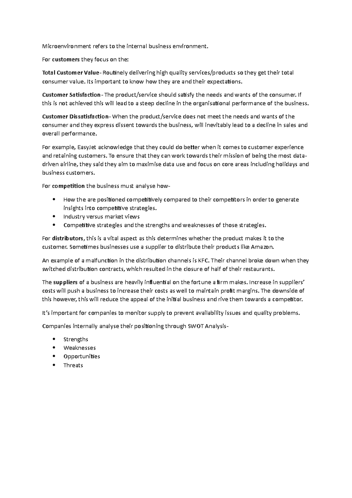 Microenvironment refers to the internal business environment - For ...