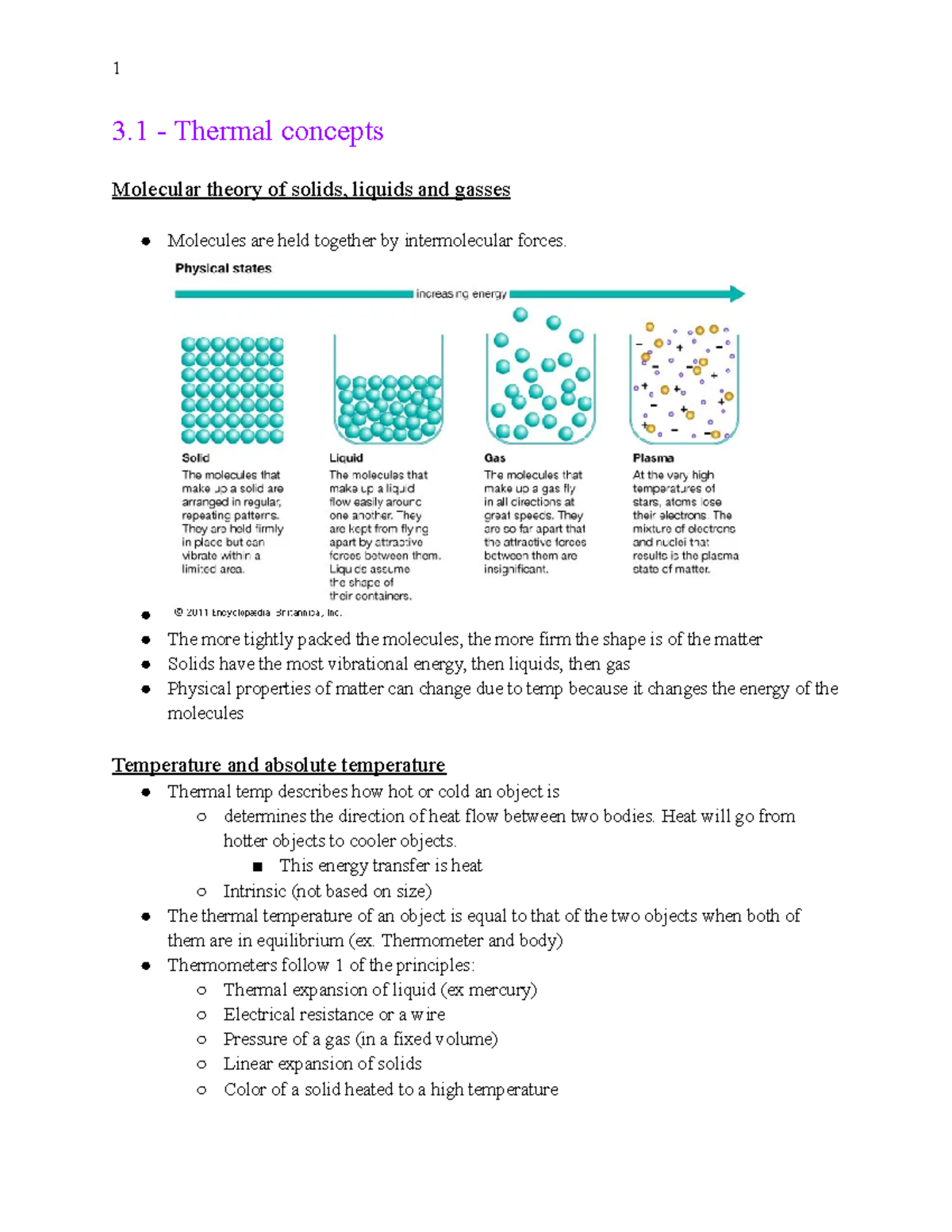 IB Physics Thermo Topic 3 Study Guide - 3 - Thermal concepts Molecular ...