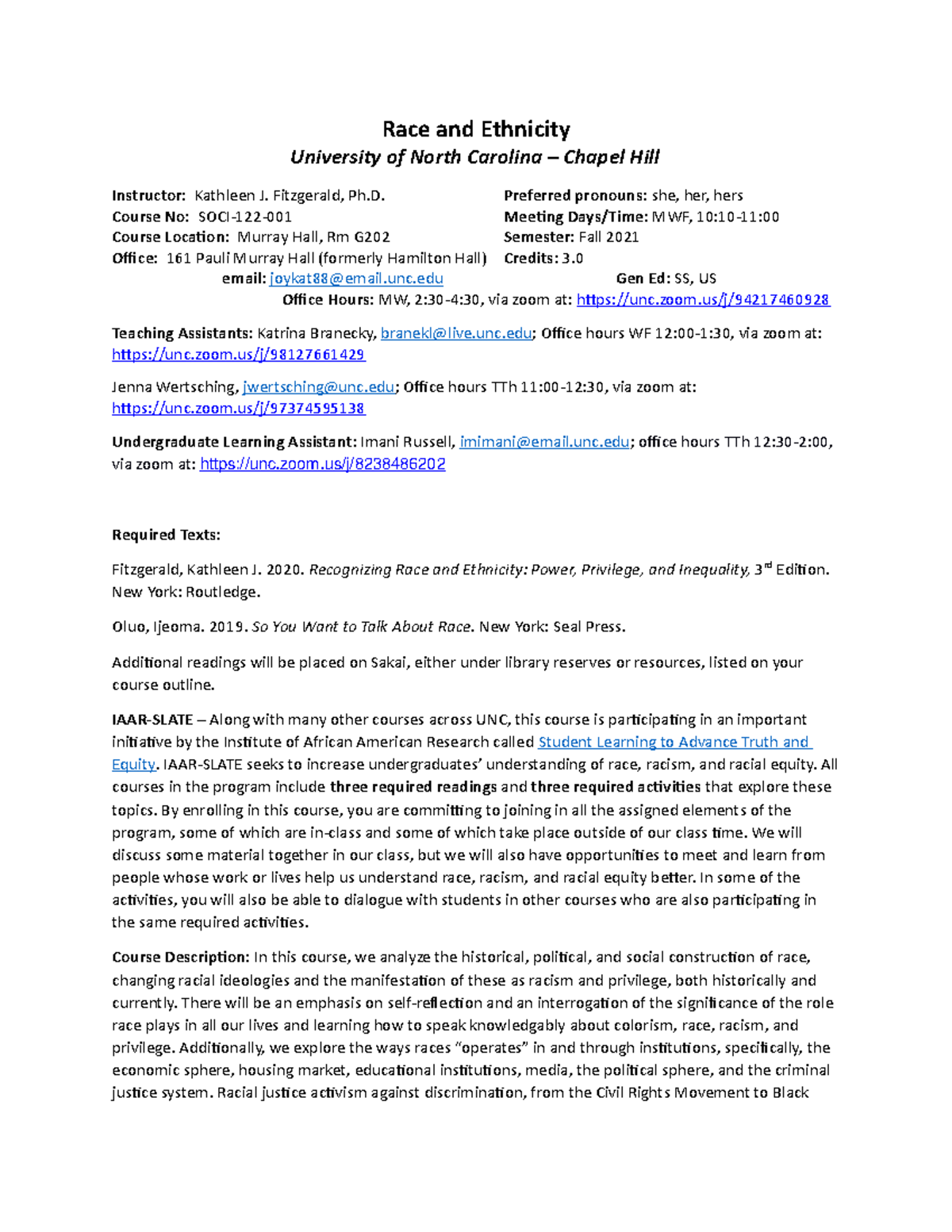Race and Ethnicity Fall syllabus for 2021 - Race and Ethnicity ...