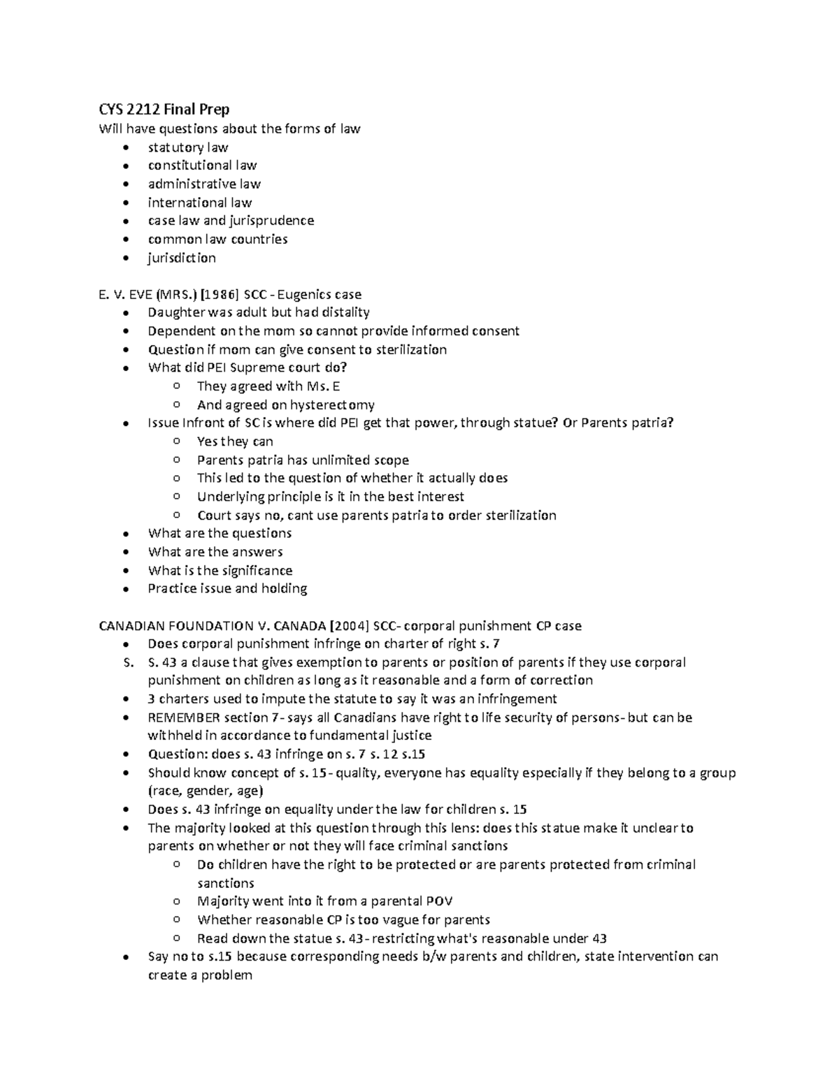 CYS 2212 Final Prep - CYS 2212 Final Prep Will have questions about the ...