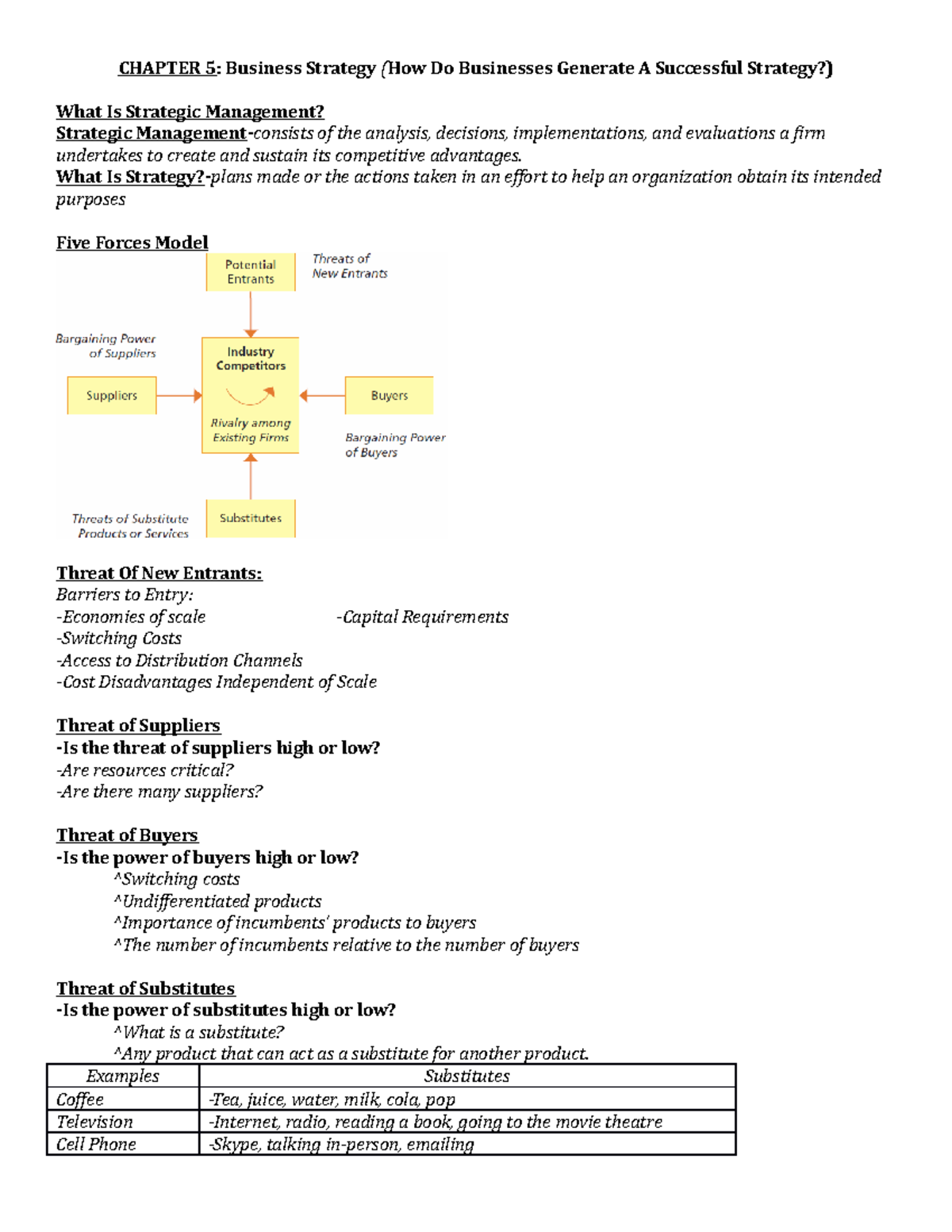 WEEK 5 (ADMS 1000) - CHAPTER 5: Business Strategy (How Do Businesses ...