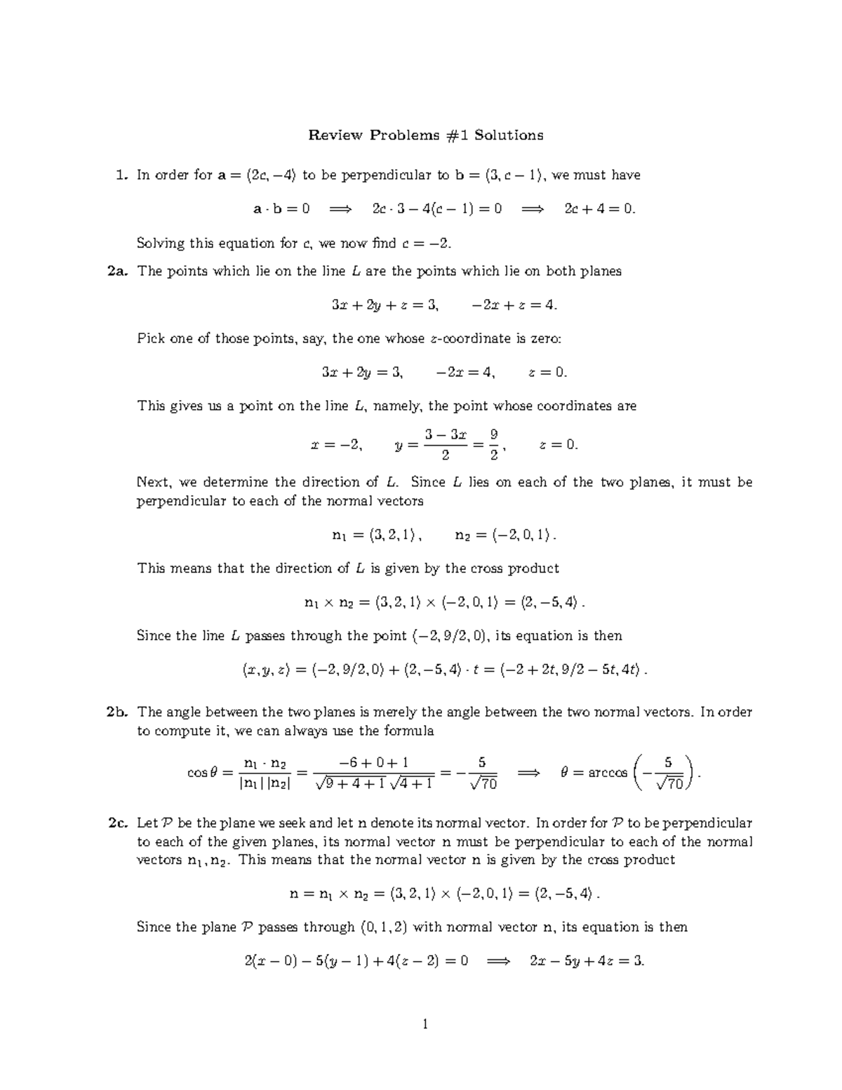 MATH 230 Review Problems #1 Solutions - Review Problems #1 Solutions 1 ...