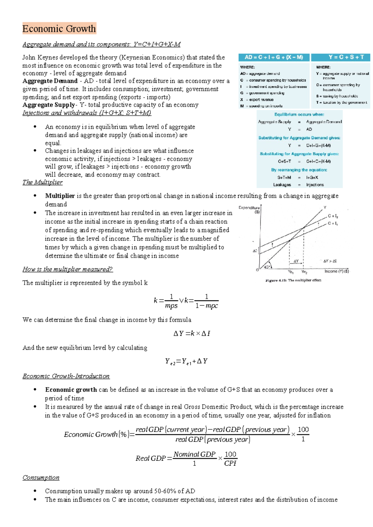 3.1 Economic Growth - notes - Economic Growth Aggregate demand and its ...