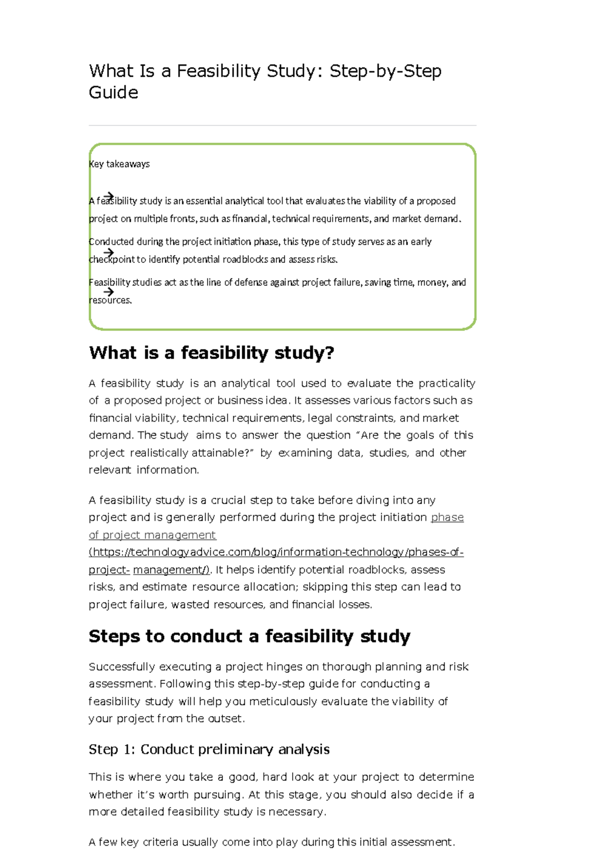 Feasibility-study-step by step - Key takeaways A feasibility study is ...