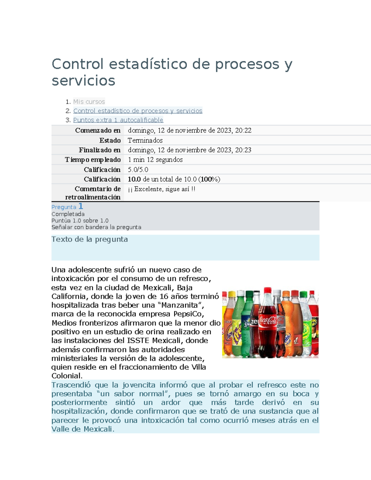 Control estadístico de procesos y servicios extra 1 - Control estadístico de procesos y ...