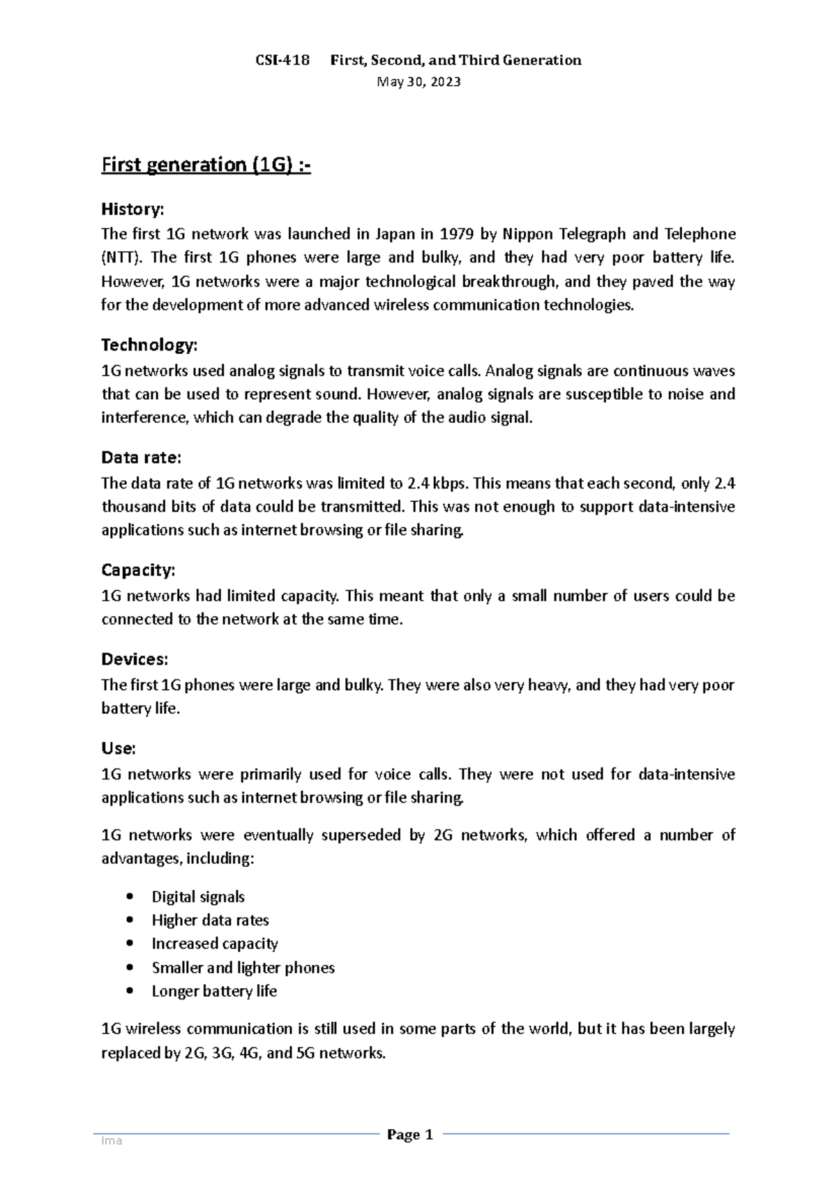 First, Second, and Third Generation - May 30, 2023 First generation (1G ...