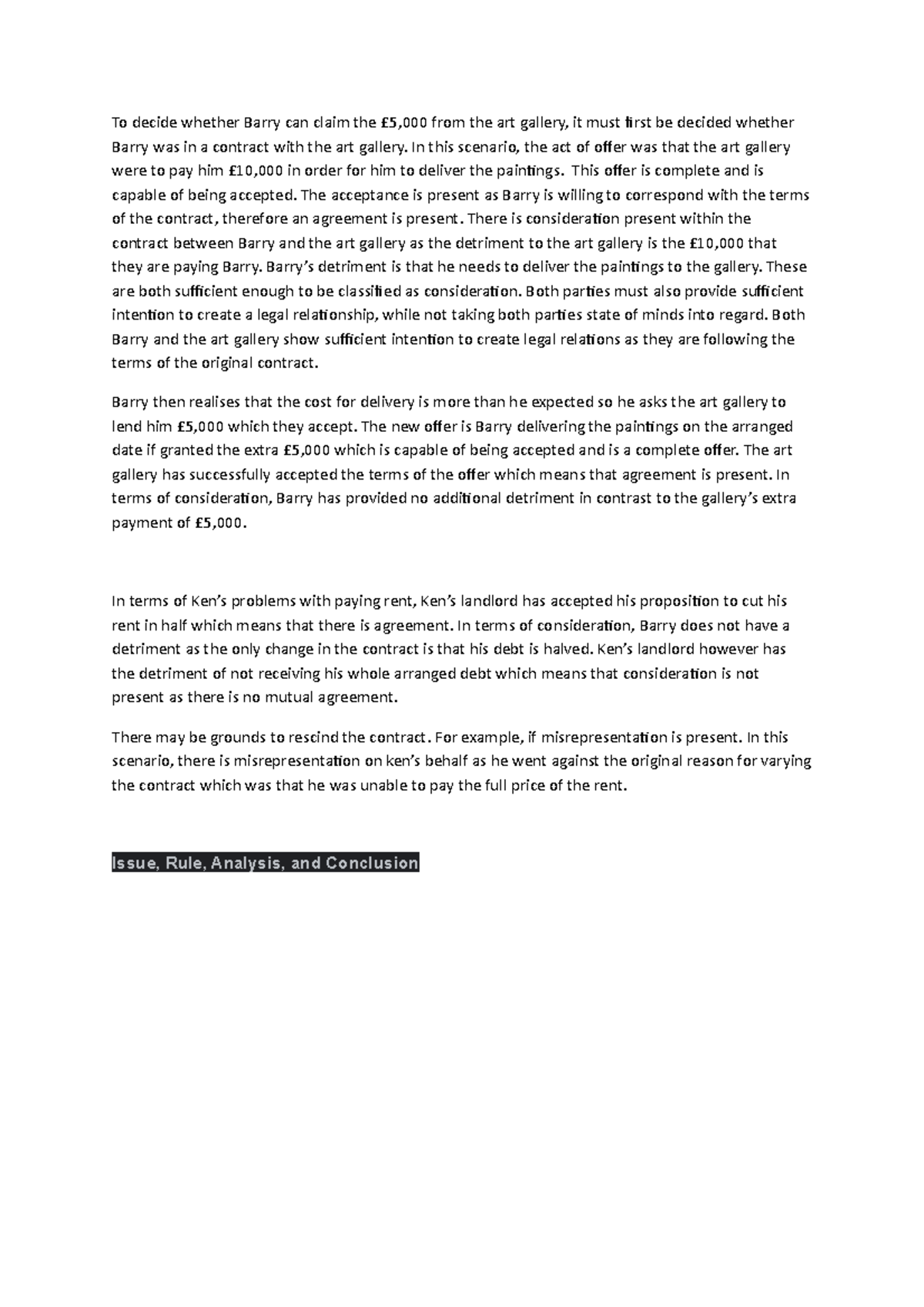 To decide whether Barry can claim the - In this scenario, the act of ...