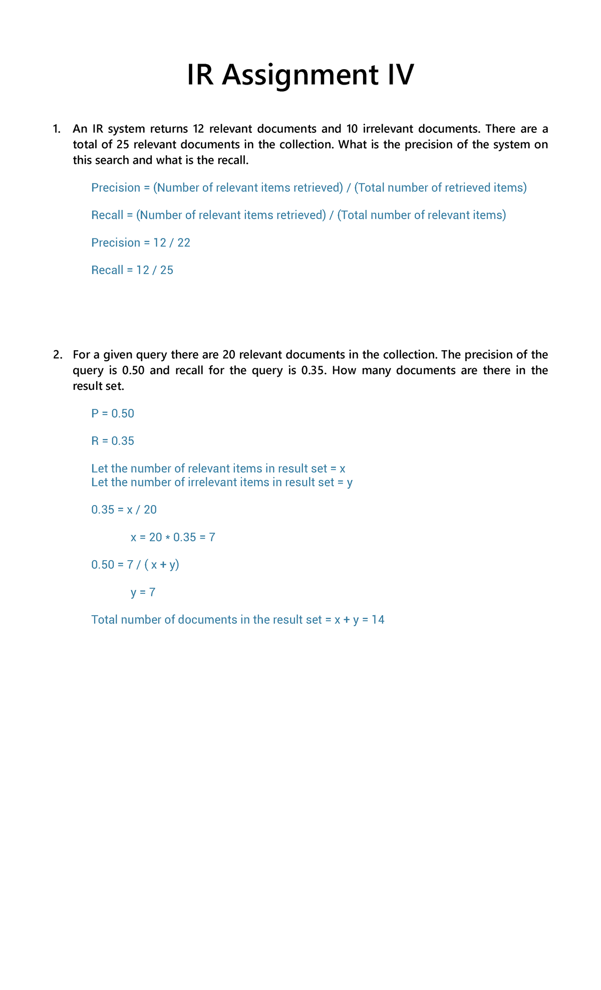 IR4 - IR Assignment IV 1. An IR system returns 12 relevant documents ...