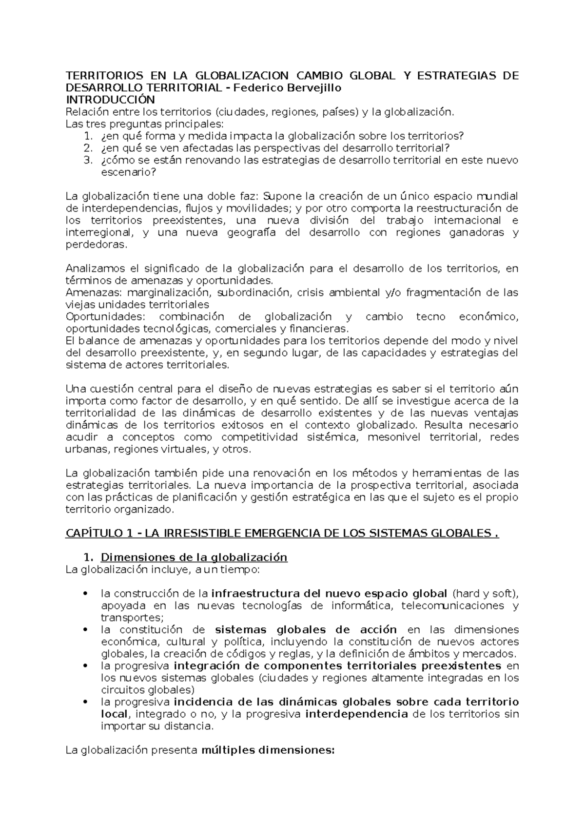 Resumen para parcial - Bervejillo - Territorios en la globalización ...