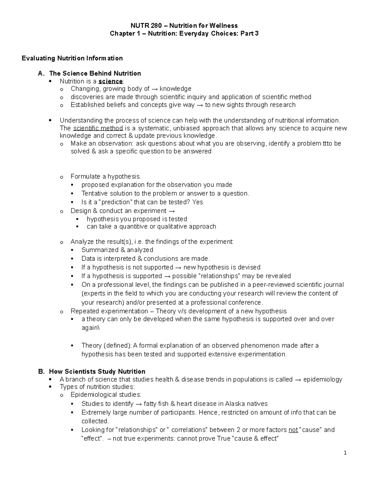 Chapter 1 Student Outline - Everyday Choices, Part 3 - NUTR 280 ...