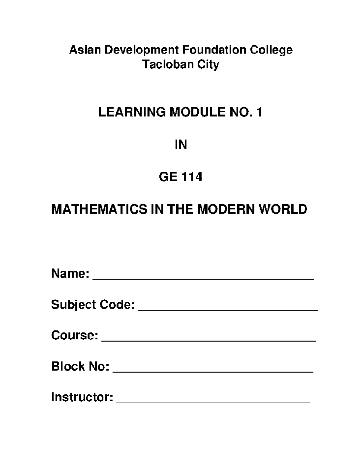 GE 114 Module 1 - To have some idea or to get an answer from sites ...