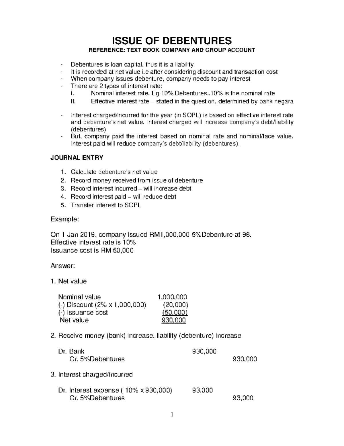 Issue OF Debentures NOTE - 1 ISSUE OF DEBENTURES REFERENCE: TEXT BOOK ...