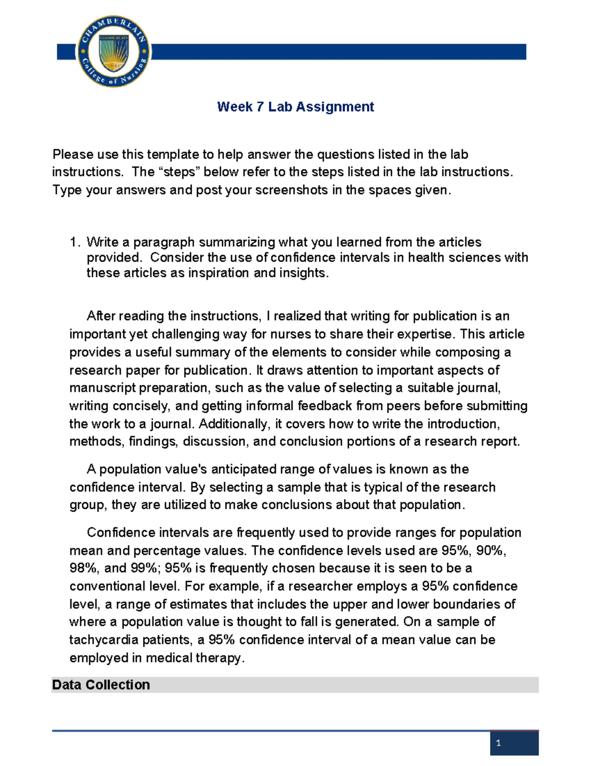 Week 7 Lab Lab 7 Statistics Week 7 Lab Assignment Please Use This Template To Help Answer