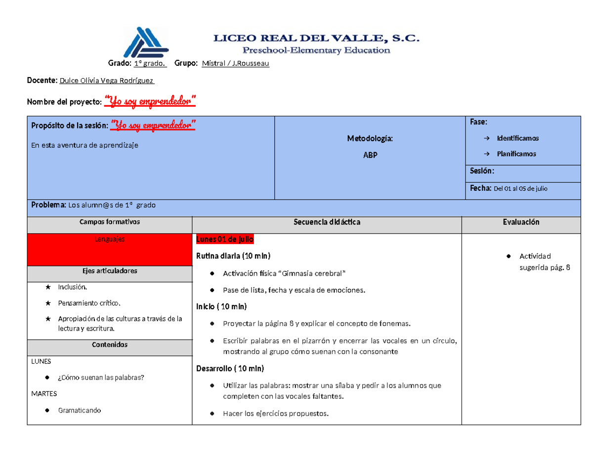 Reporte de libro - Grado: 1º grado. Grupo: Mistral / J Docente: Dulce ...